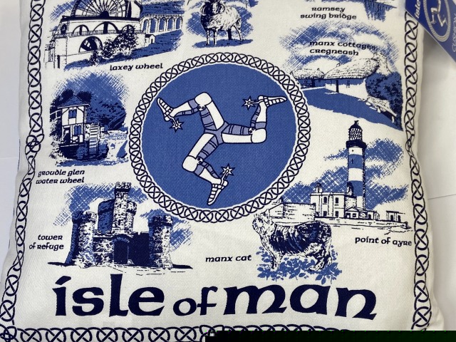 B/W cushion | Blue & White | Isle of Man Souvenirs