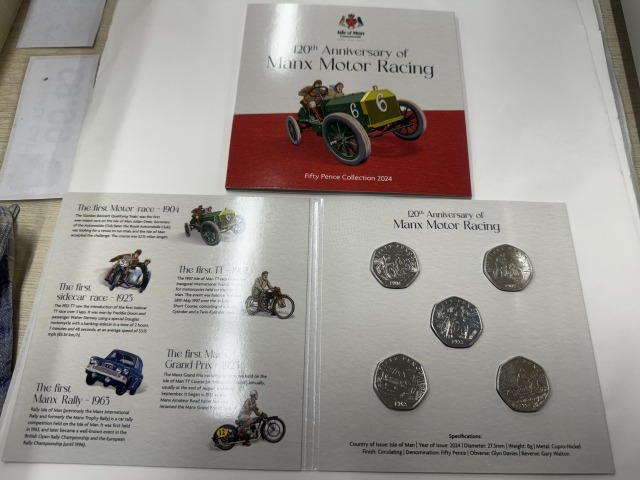 Manx Motorsport 50p collection 2024 | coins | Isle of Man Souvenirs